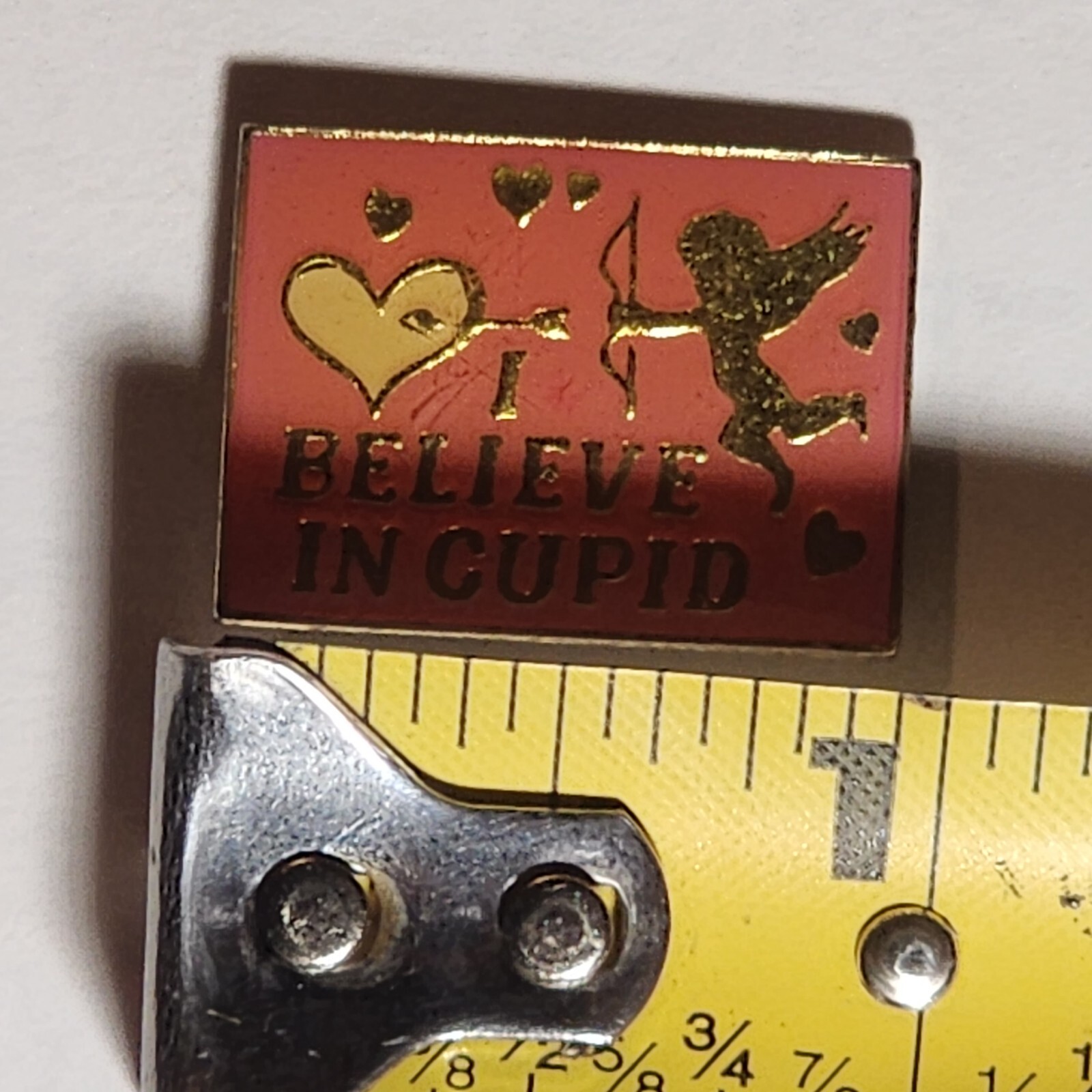 Cupid Dark Pink Pinback I Believe In Cupid Enamel Gold Tone Lapel Pin ...
