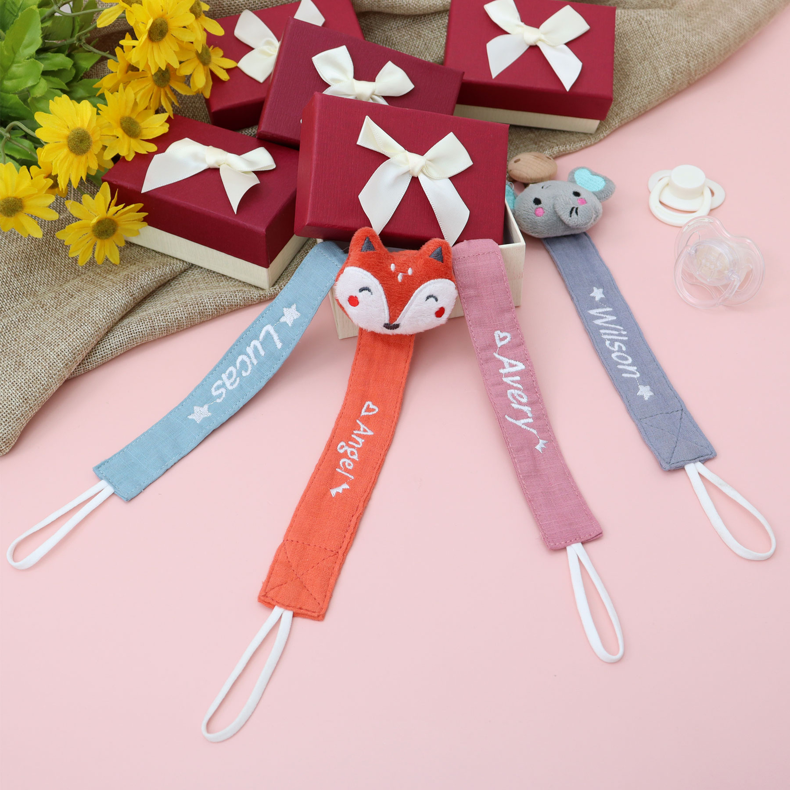 Dummy Clip Personalised Name, Neutral Binky Clips Universally Fit All ...