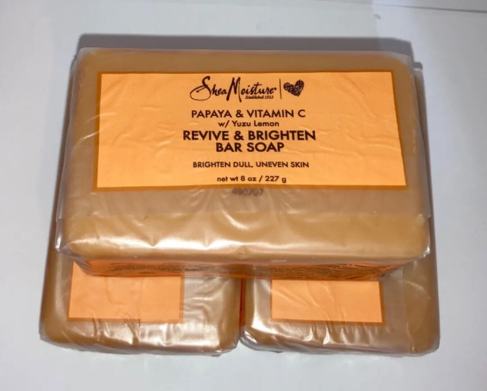 (3)SHEA MOISTURE BAR SOAP PAPAYA & VITAMIN C W YUZU LEMON REVIVE ...
