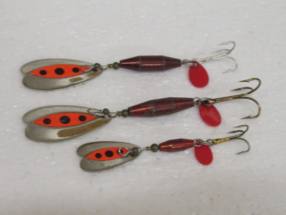 Lot of 3 Luhr Jensen Les Davis BOLO Spinner NICKEL Red Weighted 1/2 oz ...