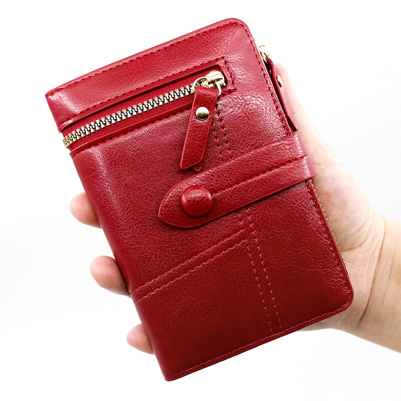Women Leather Wallet Ladies Small Compact Credit Card Holder Zipper ...