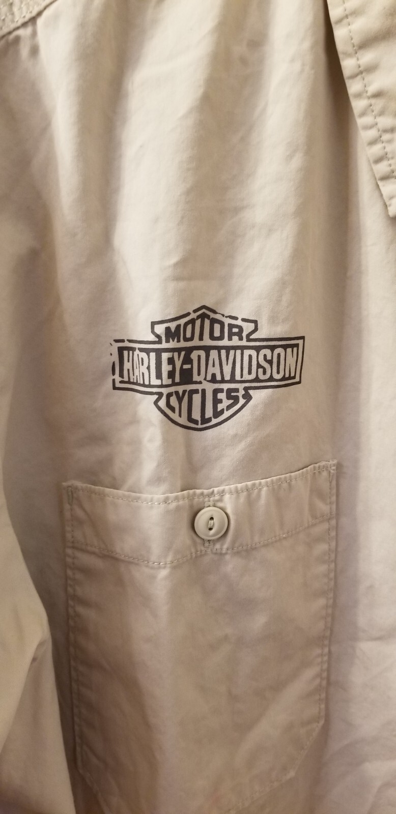 Harley Davidson Men's Beige HDMC Embroidered Button f… - Gem
