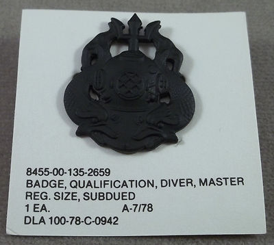 US Army Subdued Master Diver Badge NOS 1978 ILP GI SILVER | eBay
