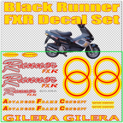 Gilera Runner FXR Stickers Decals, YELLOW & RED AUTOCOLLANT ETICHETTA ...