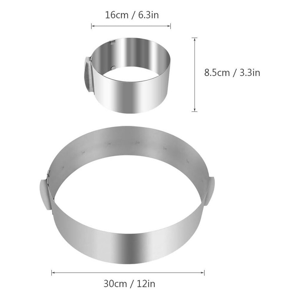 6"-12" Adjustable Round Stainless Steel Cake Mousse Mold Ring Baking ...
