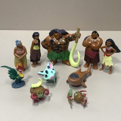 10pcs Disney Moana Maui Heyhey Pua Coconuts Playset Animated Figures ...