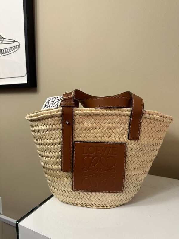 Authentic Brand New LOEWE Embossing Anagram Straw Basket Hand Bag | eBay