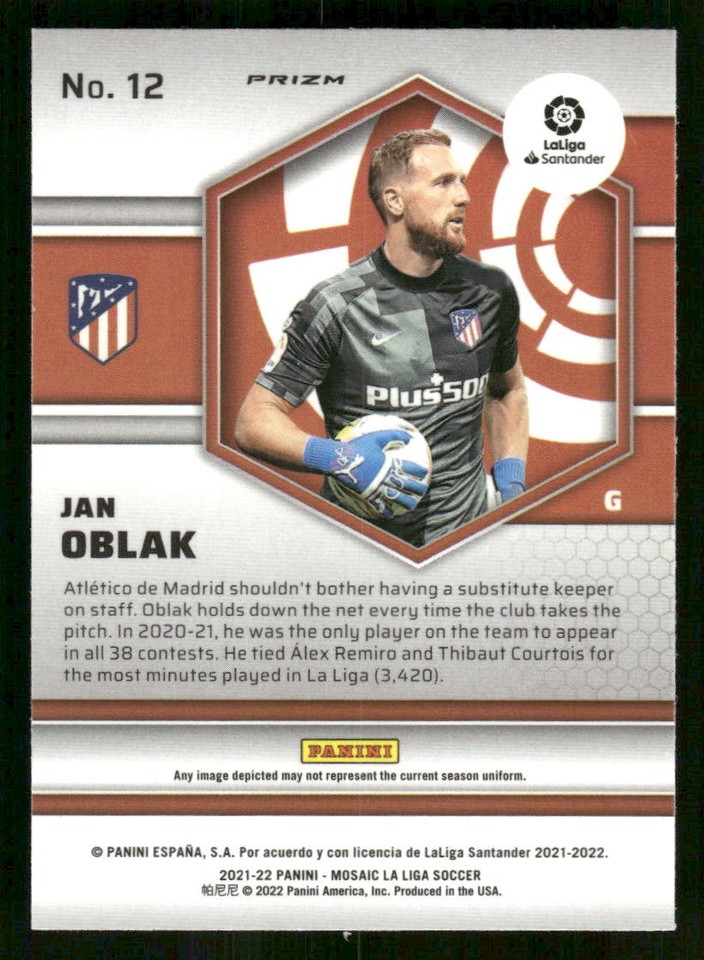 2021-22 Panini Mosaic La Liga Jan Oblak Mosaic #12 Card | eBay