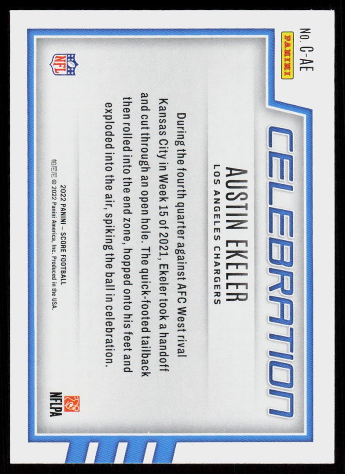 2022 Score Austin Ekeler #C-AE FOOTBALL Los Angeles Chargers ...