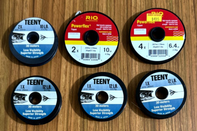 6 New Spools Tippet, Teeny & Rio, 1X, 2X & 4X, Fly Fishing, NR | eBay