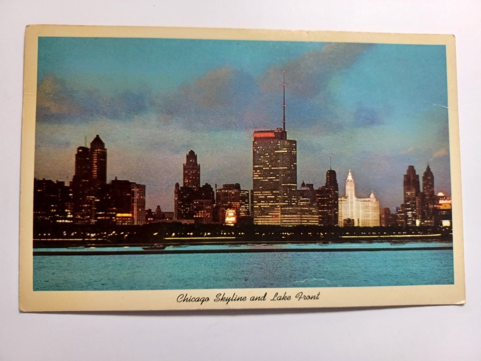Chicago Illinois 1963 Postcard Chicago Skyline and Lake Front at Night ...