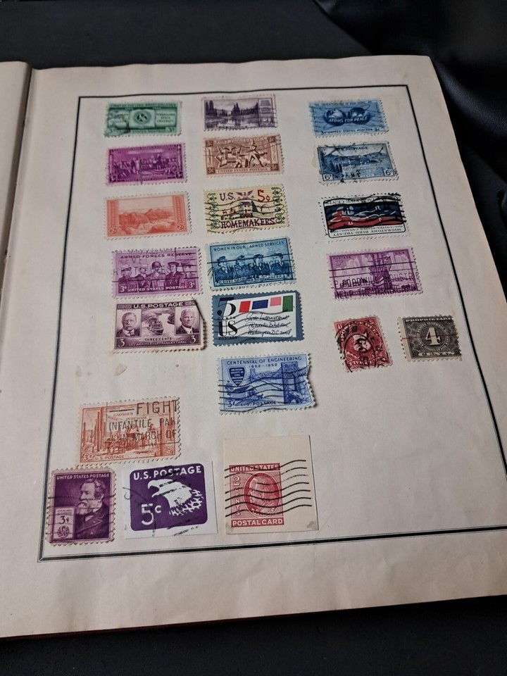 Old Estate Scott Postage Stamp Album LOADED WITH STAMPS USA & WORLD! | eBay