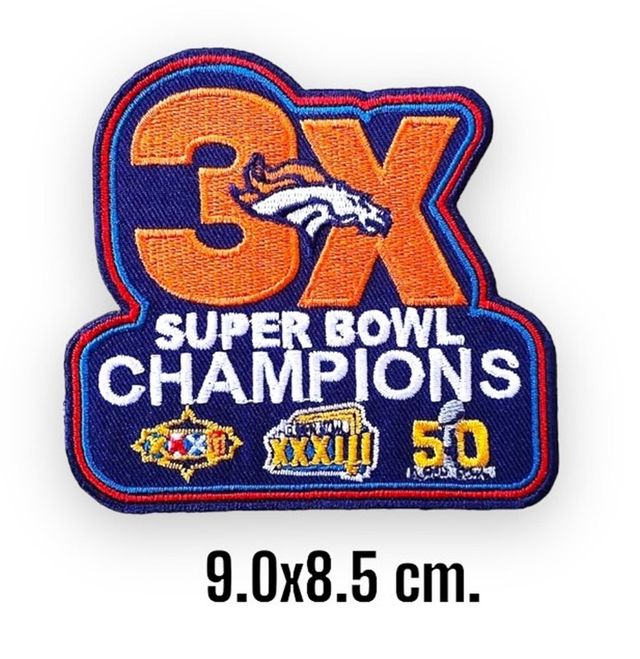 2PCS Denver Broncos 3x Champions Embroidery Iron On Patch | eBay
