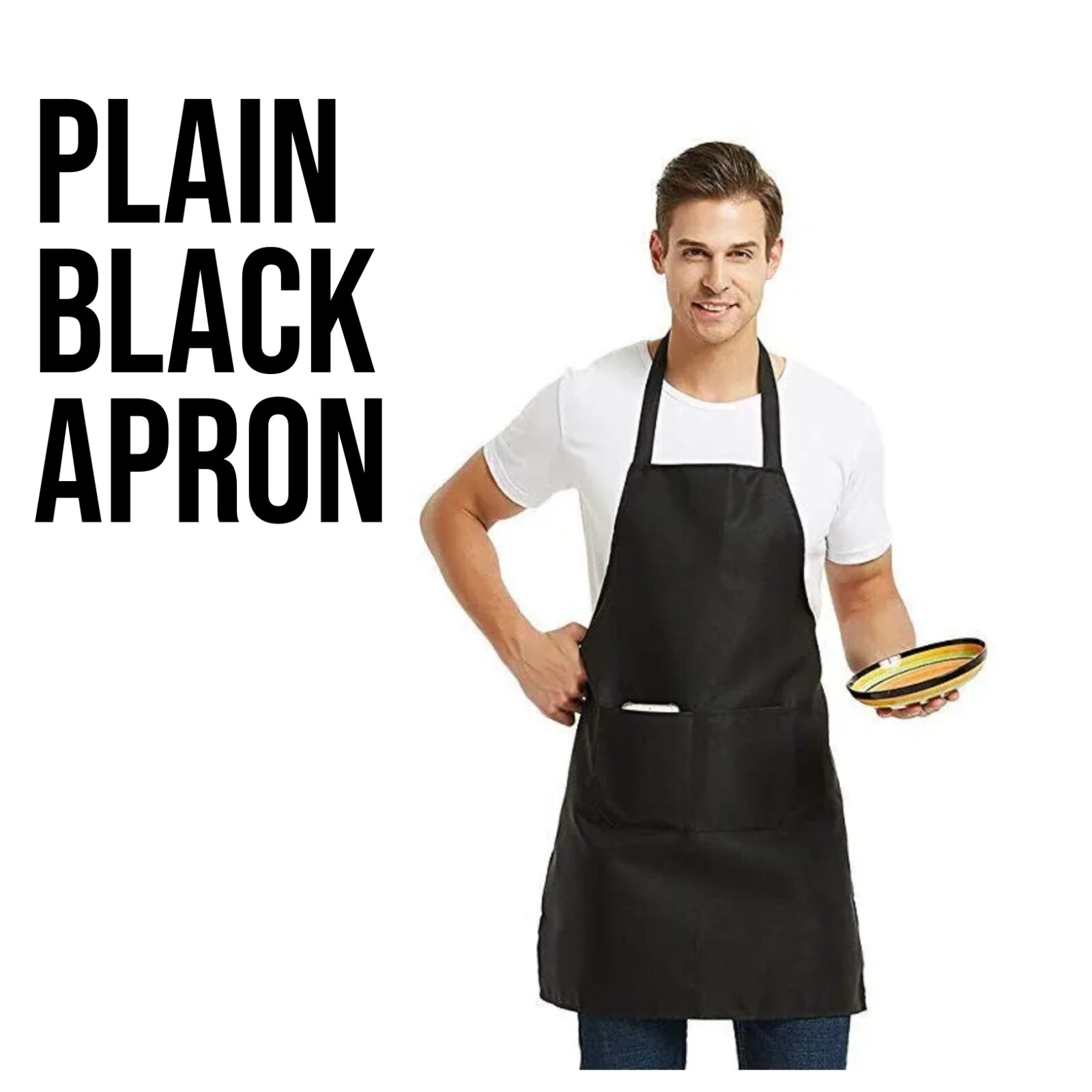 BLACK CHEF APRON-Professional Polyester Kitchen Cooking Butcher ...