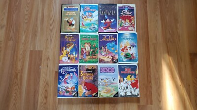 Walt Disney Black Diamond VHS LOT OF 12 Alice Wonderland Dumbo Sleeping ...