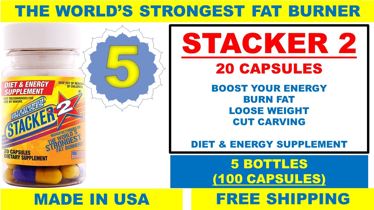Stacker TWO Capsules 20ct Weight Loss Energy Dietary Sup (Lot 5 X ...