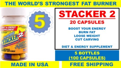 Stacker TWO Capsules 20ct Weight Loss Energy Dietary Sup (Lot 5 X ...