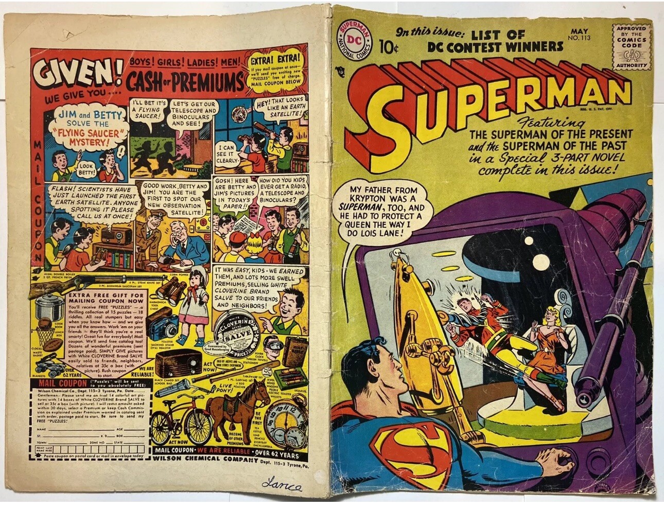 Superman #113 DC Comics 1959 Finger / Boring, Kaye, Jor-el story ...