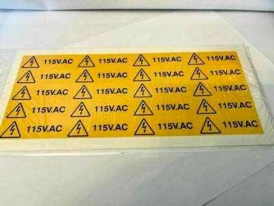 RS PRO Black/Yellow Vinyl Safety Labels, 115V AC-Text 20 mm x 60mm 20 ...