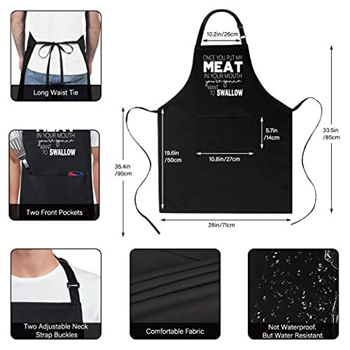 100% Cotton Funny Apron Once You Put My Meat in Your Mouth BBQ Grill ...