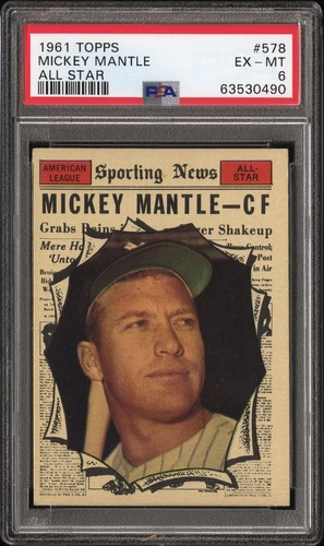 1961 Topps Mickey Mantle All Star #578 PSA 6 EX-MT | eBay