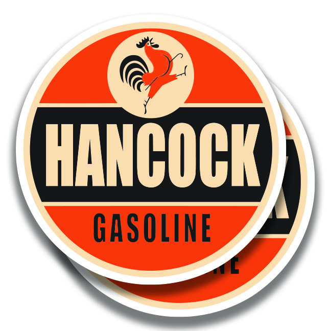 HANCOCK GASOLINE DECAL Vintage Style 2 Stickers Bogo Car Window Bumper ...