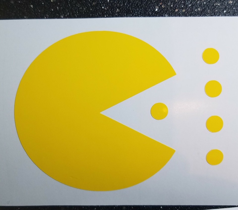 Pacman & Ghost Rear Glossy Yellow Vinyl Decal Universal Fitment Car ...