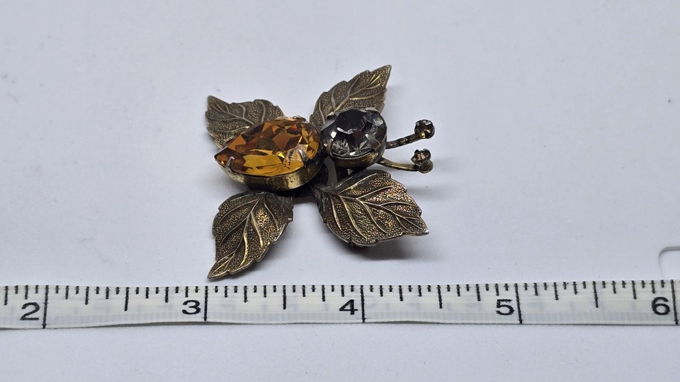 Original by Robert Vintage Bee Brooch Gold Tone Rhinestone Insect ...