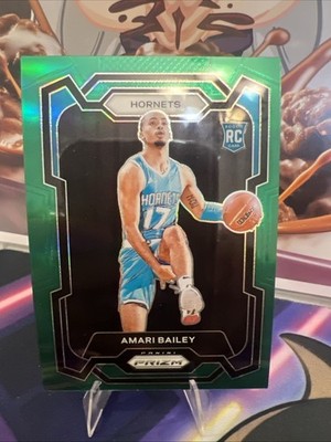 Amari Bailey 2023-24 Panini Prizm RC Rookie Green Prizm #162 Charlotte ...