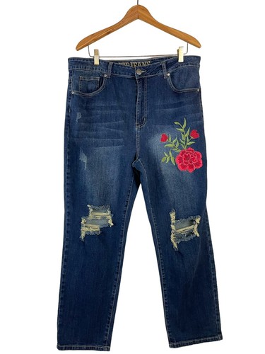 VIP Jeans Women Juniors 17/18 (36x26) Tapered Dark Wash Distressed ...