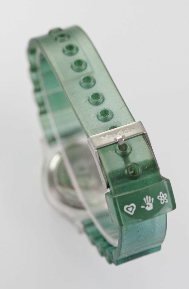 Mudd Watch Womens Blue Clear Plastic Rubber Stainless Steel Battery ...