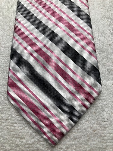 EXPRESS MENS TIE PINK WHITE GRAY STRIPES 2.75 X 61 | eBay