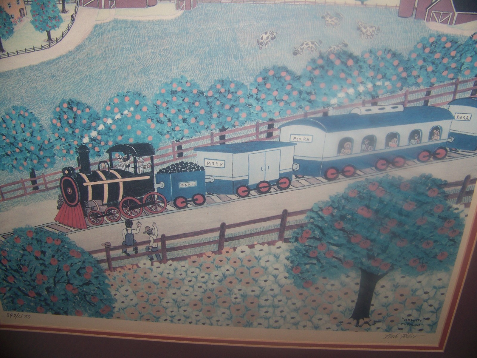 Mike Falco(1931-2006)Artist, Folk Art Train, Ltd. Ed Litho "Howdy ...