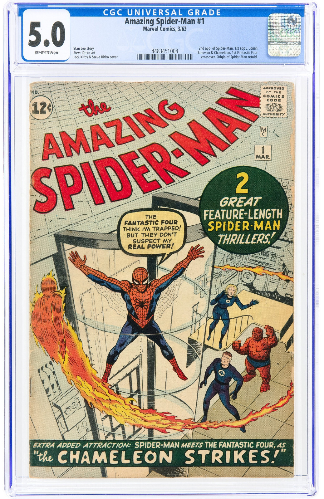 Amazing Spider-Man #1 CGC 5.0 1963 Rare Silver Grail from Fantasy #15 ...