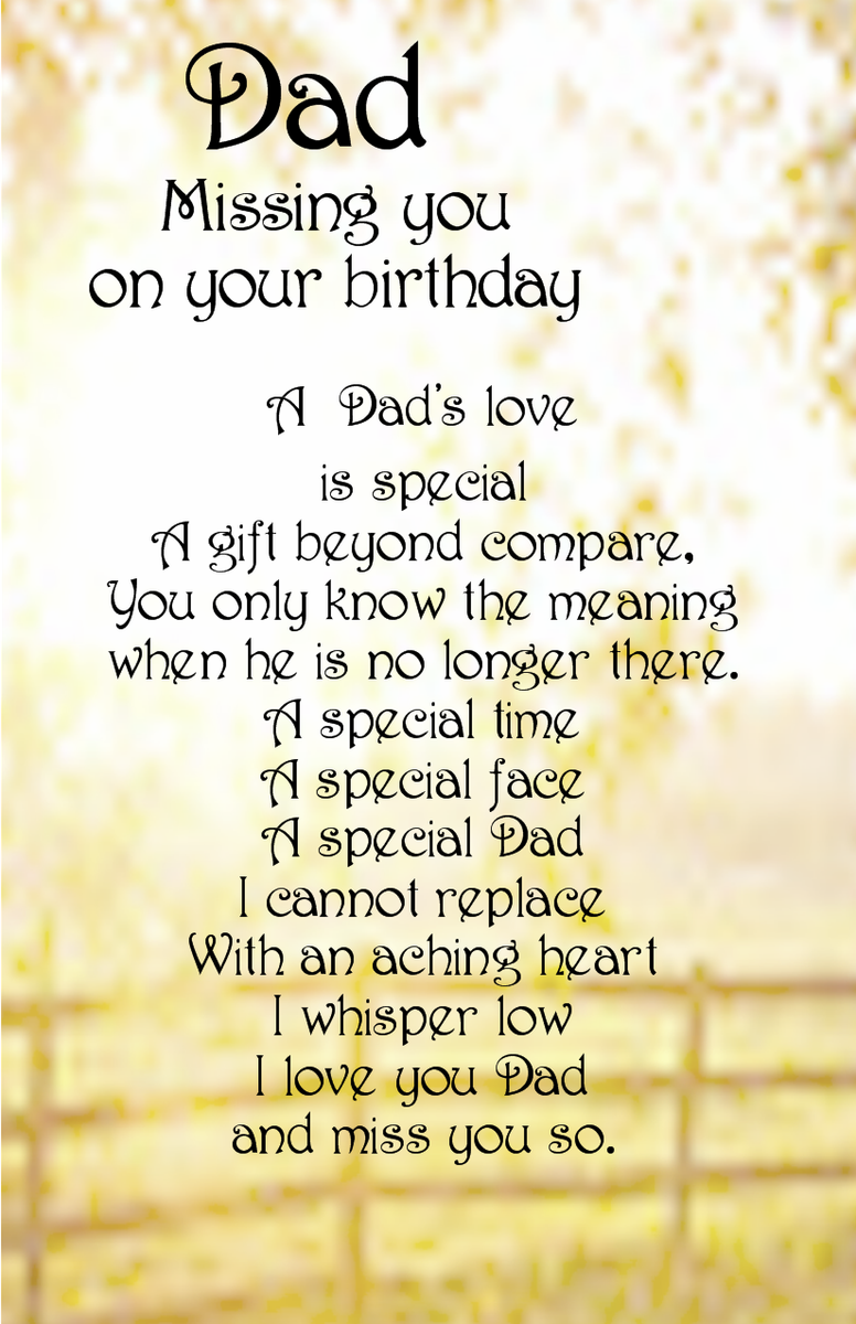 Birthday Remembrance For Dad LAMINATED MEMORIAL REMEMBRANCE Dad