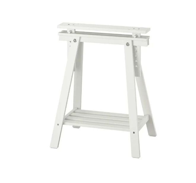 Pack of 2 Ikea Mittback TRESTLE TABLE Wooden Stand Leg + Shelf,Birch ...