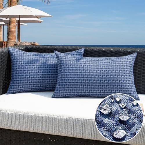 Kevin Textile Outdoor Waterproof Throw Pillow 12x20 Inch (Pack of 2 ...