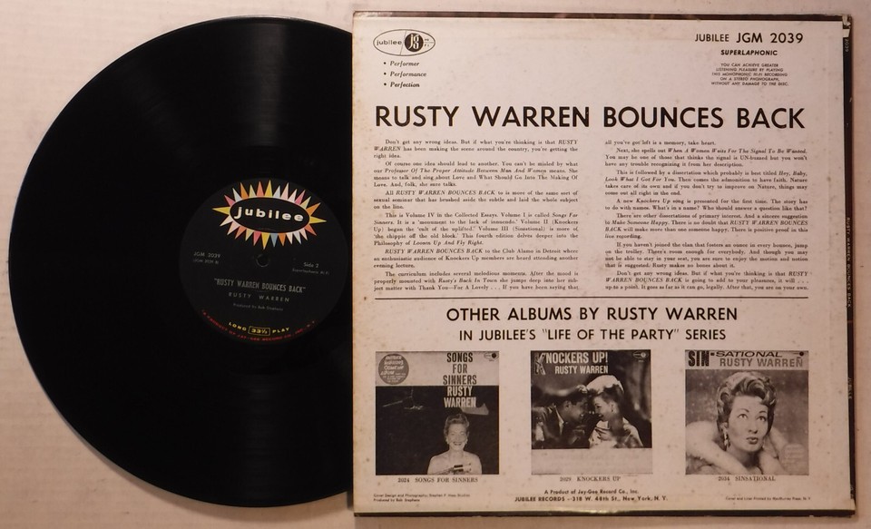 RUSTY WARREN BOUNCES BACK / COMEDY LP / JUBILEE MONO JGM 2039 | eBay
