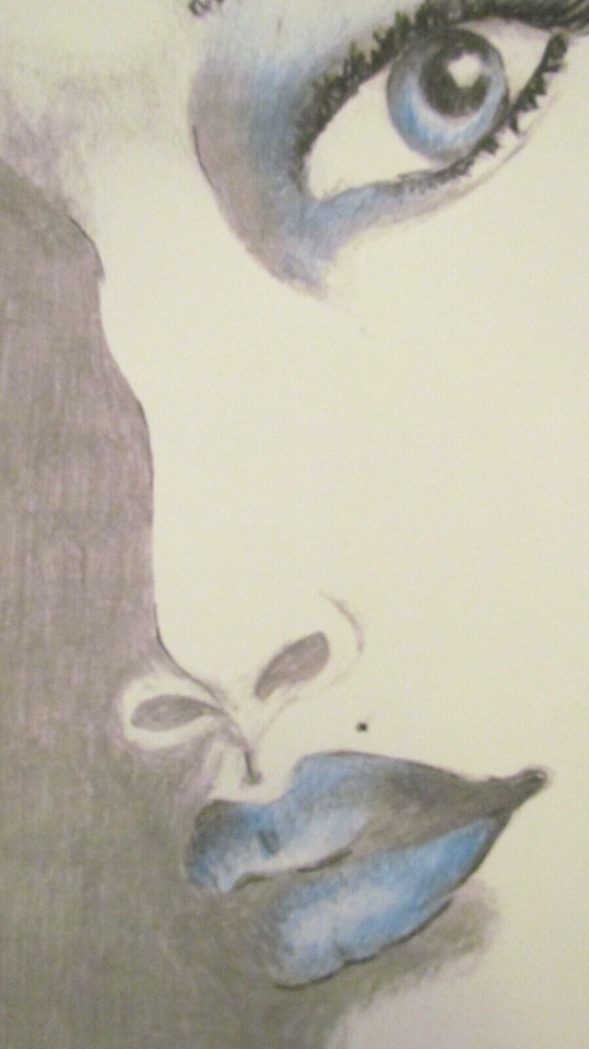 Art Enhanced Drawing of Woman's Face | eBay