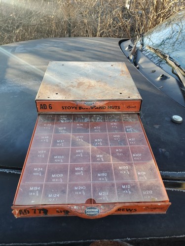 Vintage Dorman Products Metal Screw Drawer / Storage Box Orange, AD 31C ...