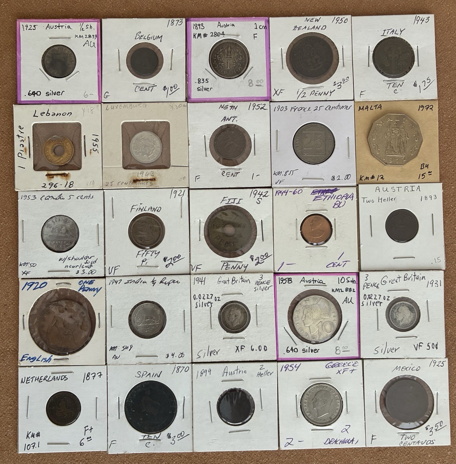 World Coin Collection Lot #14 - Silver, 1800s+, Many Countries | eBay
