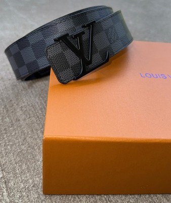 Louis Vuitton LV Checkerboard Print Black & Grey Belt W/Black Buckle ...