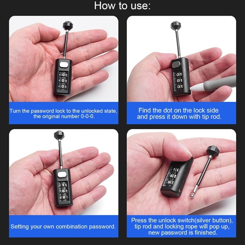 Weatherproof Padlocks 3 Digit Code Password Lock Portable Luggage ...