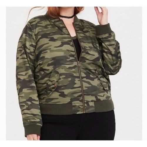 Torrid Size 2X Green Full Zip Como Fatigue Bomber Jacket | eBay