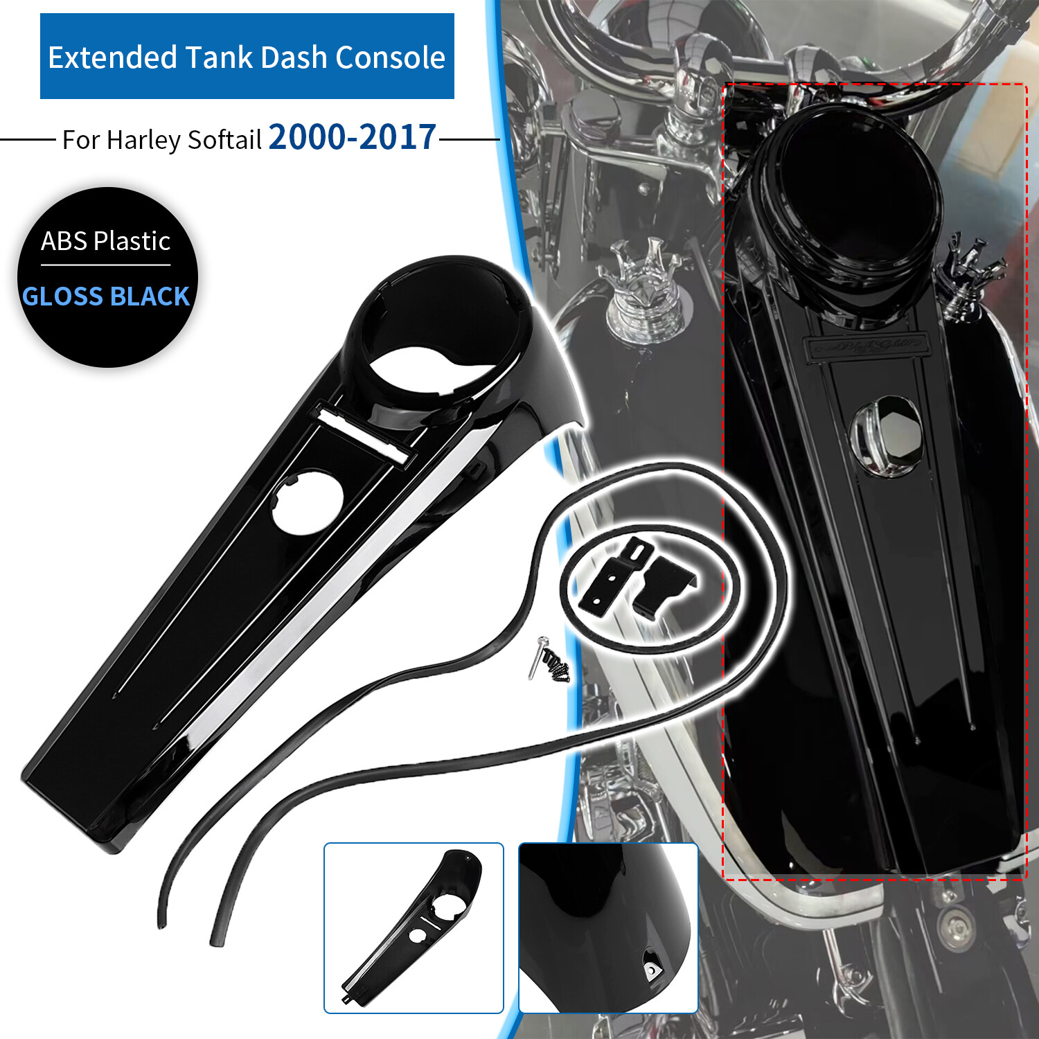 Extended Tank Dash Console For Harley Heritage Softail Springer FLSTC ...
