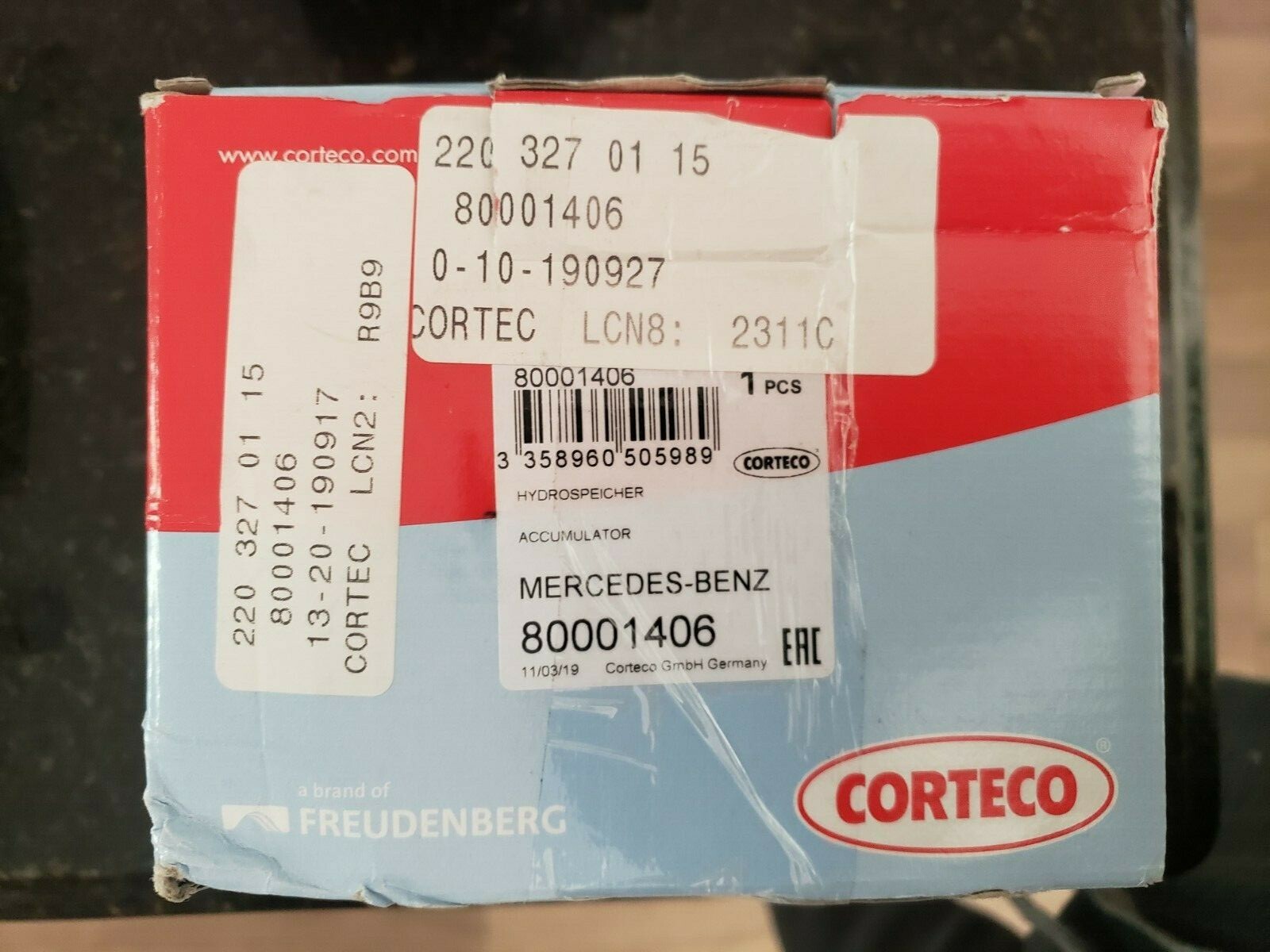 2X CORTECO 80001406 ACCUMULATOR (SELF LEVELING SYS.) MERCEDES-BENZ ...