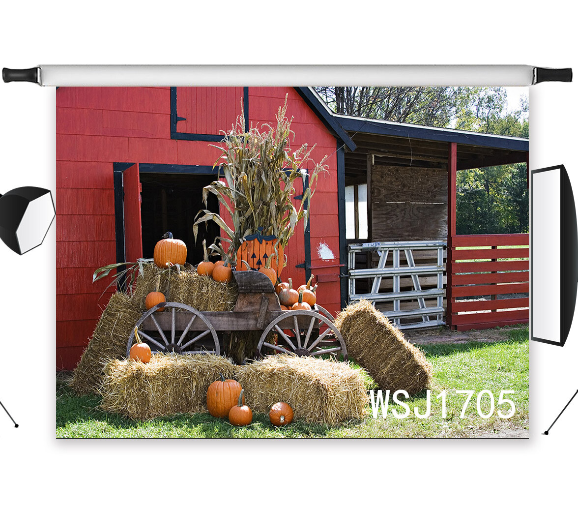 Fall Thanksgiving Backdrop Autumn Rustic Farm Pumpkin Haystack ...