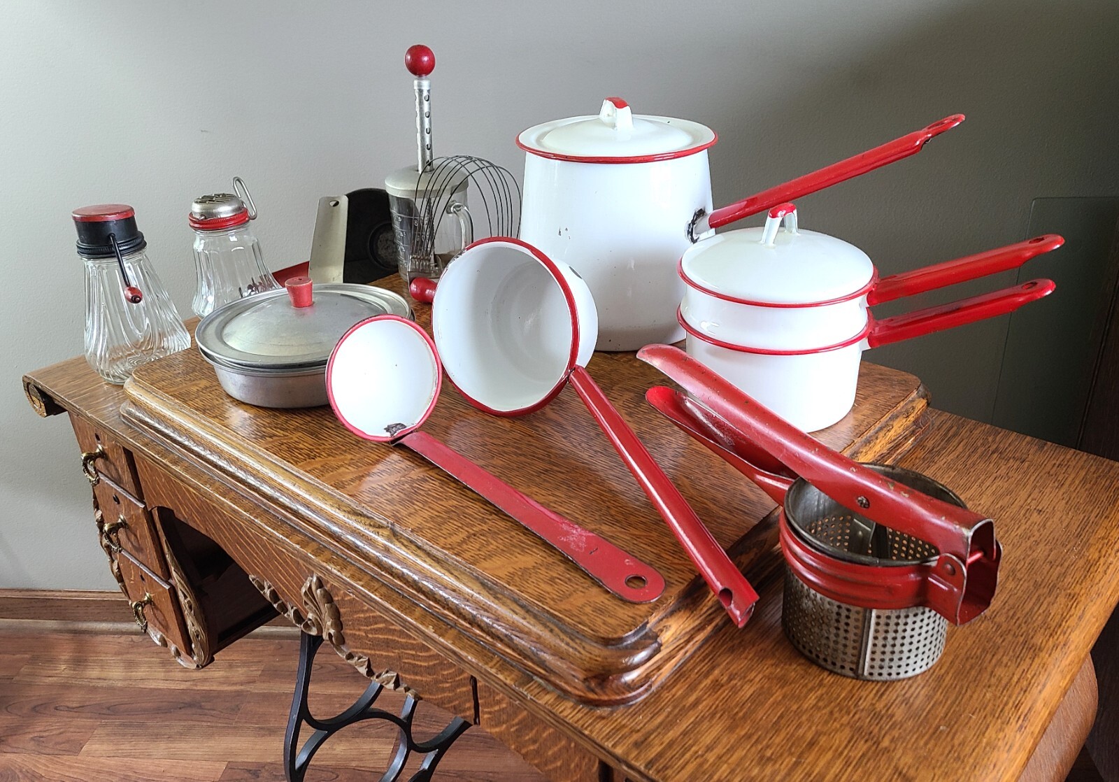 Vintage Misc Kitchenware with Red Trim Lot of 11 Kitchen Tools | eBay