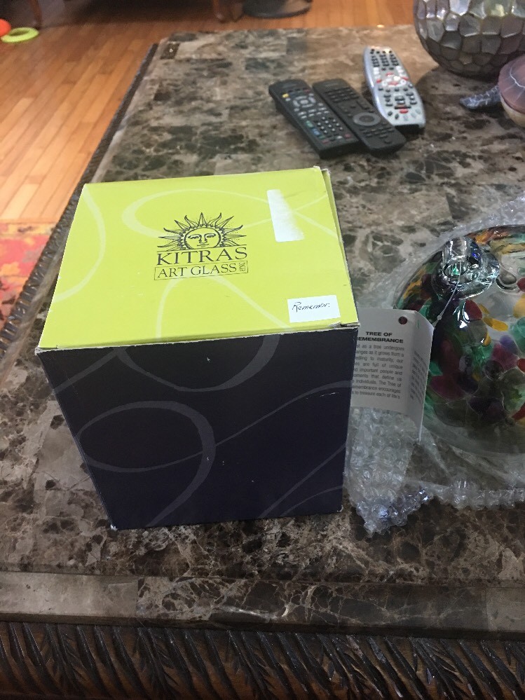 NEW Kitras Art Glass Green Ball Ornament Tree of Remembrance Rare | eBay