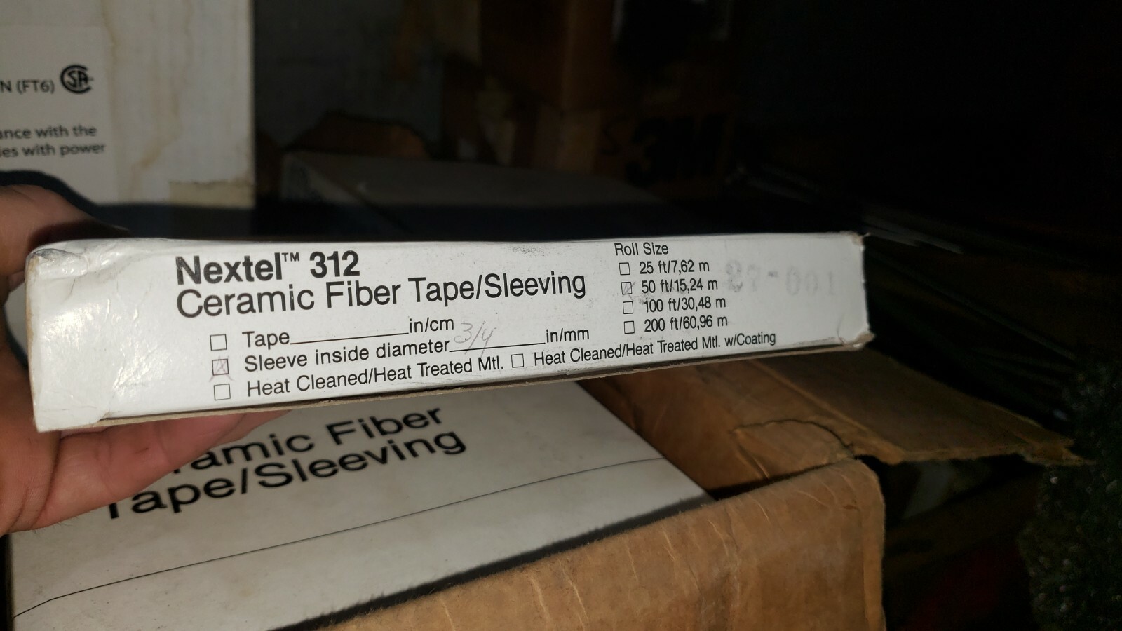 3/4" 3M Nextel 312 Braided High Temp Ceramic Sleeving 50ft Roll ...